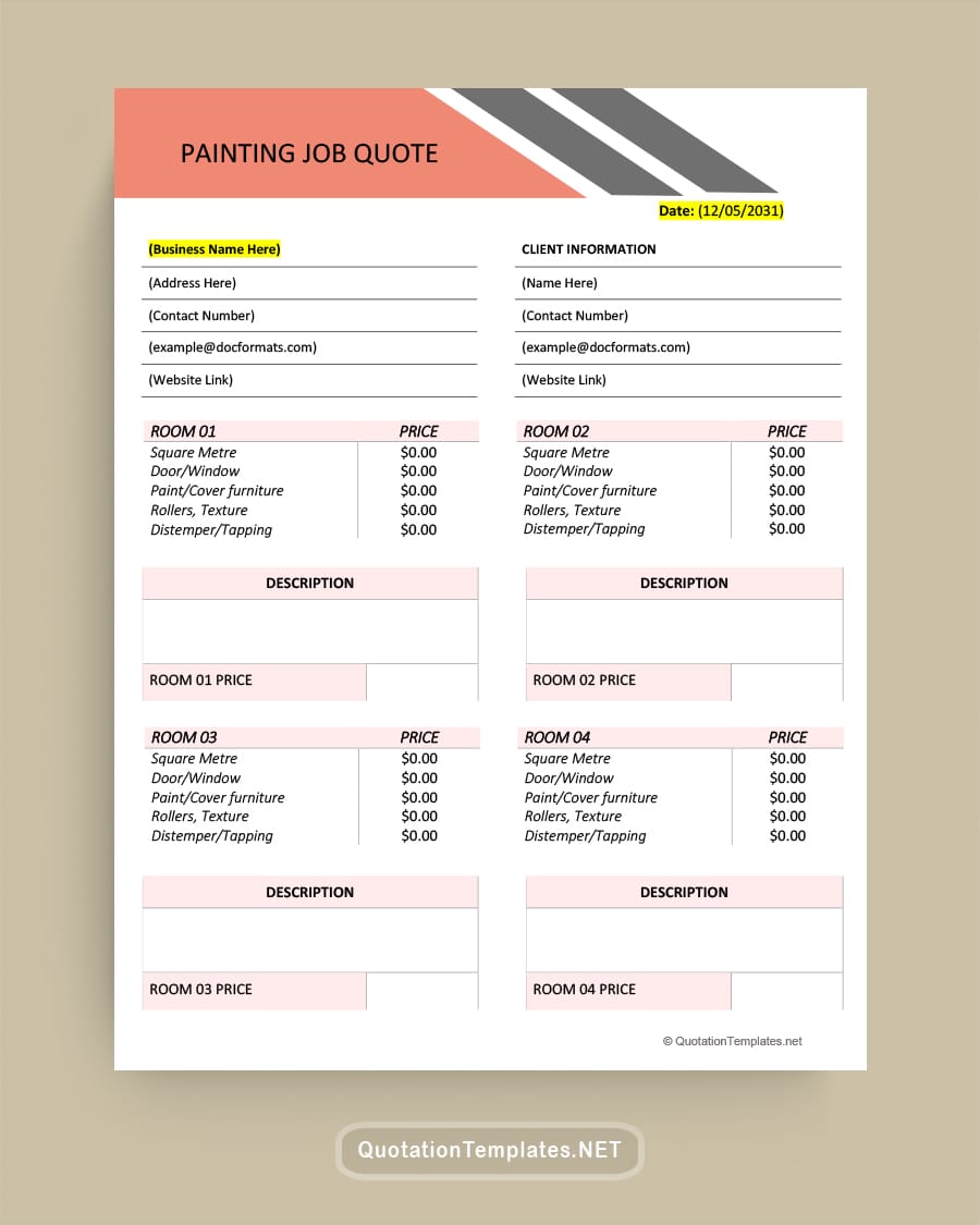 Painting Quote Template – Word
