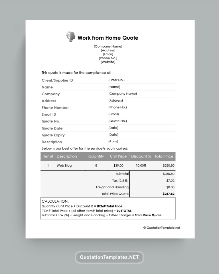 Graphic Design Quote Template - Word